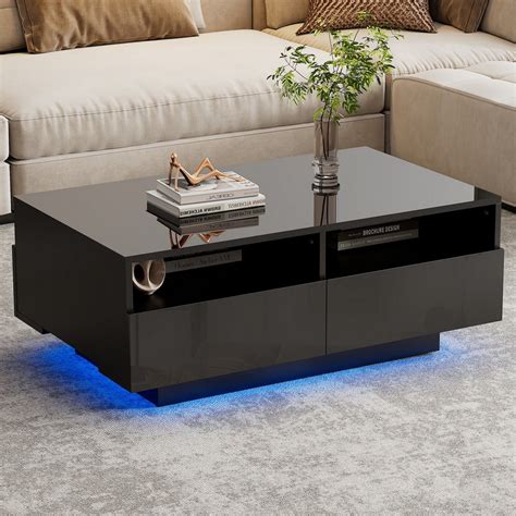 Merax Couchtisch Mit Schubladen Und Stauraum Inkl Led Wohnzimmertisch