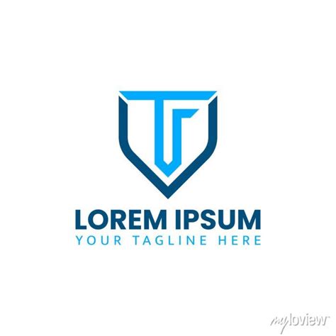 Letter Tf Initial Shield Shape Abstract Logo Vector Wall Mural
