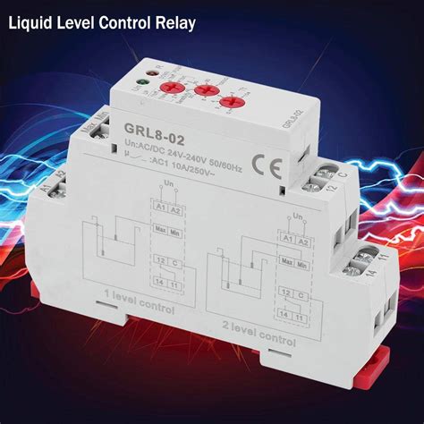 Liquid Level Control Relay GRL8 02 Pool Tank Water Level Controller With DIN Rail Mount For