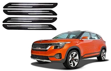 MAMOX Rubber Car Bumper Protector Guard With Double Chrome Strip For