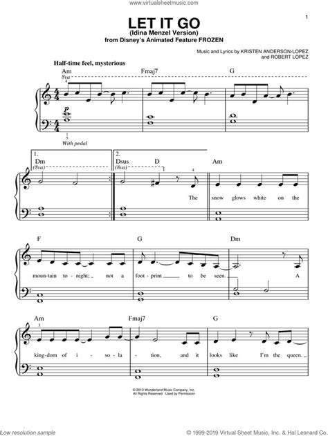Let It Go Frozen Idina Menzel Piano Sheet Music