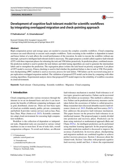 Development Of Cognitive Fault Tolerant Model For Scientific Workflows By Integrating Overlapped