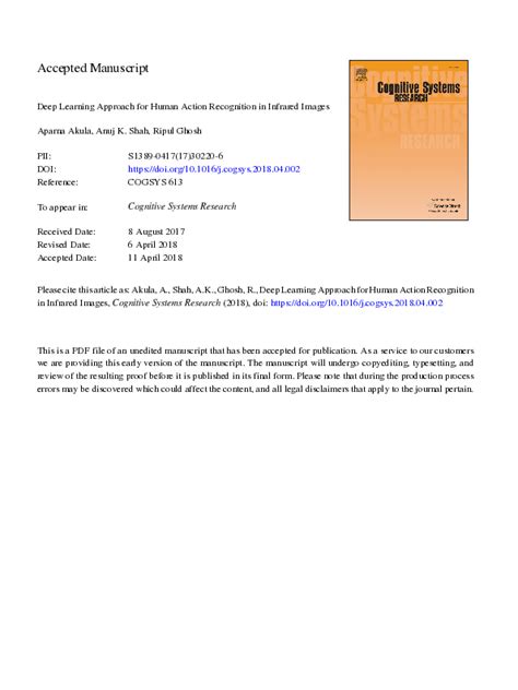 Pdf Deep Learning Approach For Human Action Recognition In Infrared Images