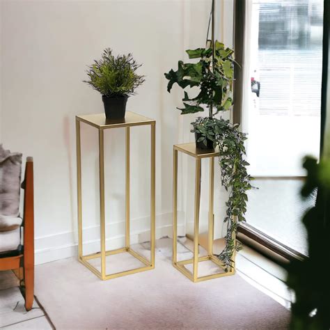Blumenhocker Metall Gold Eckig 2er Set Dandibo