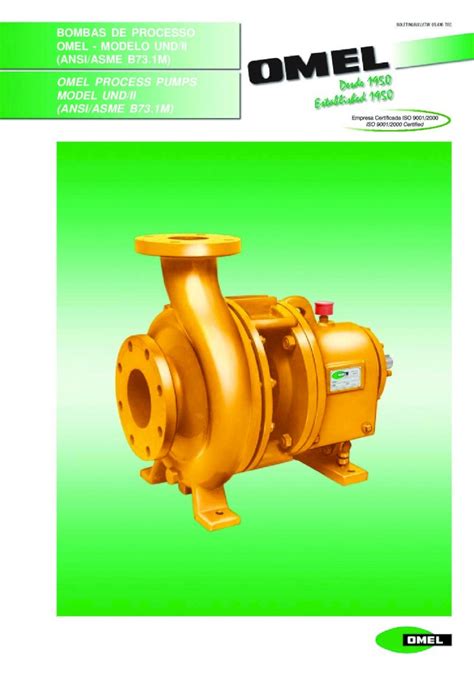 Pdf Omel Modelo Und Ii Ansi Asme B73 1m Omel … · Especificações