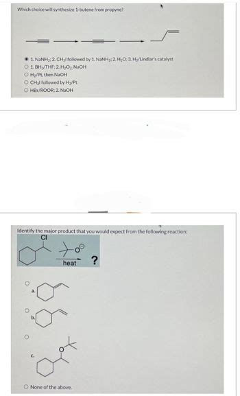 Answered Which Choice Will Synthesize 1 Butene From Propyne 1 Nanh₂