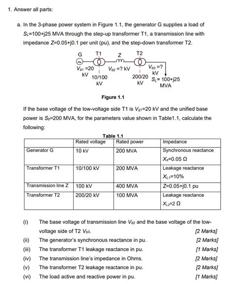Solved 1 Answer All Parts A In The 3 Phase Power System