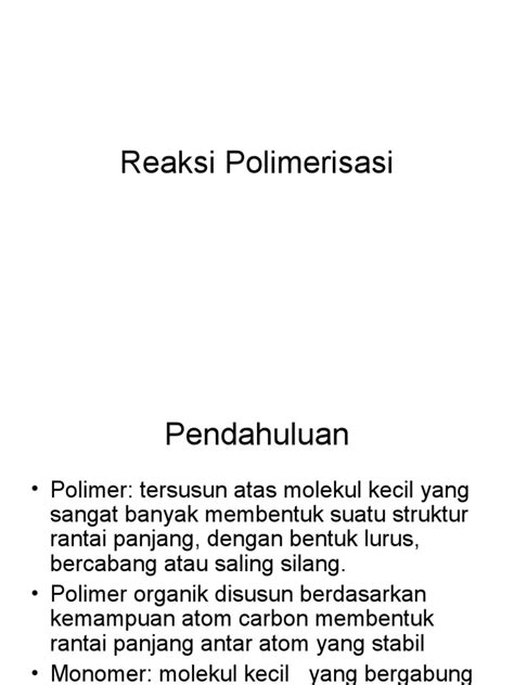 Reaksi Polimerisasi Pdf