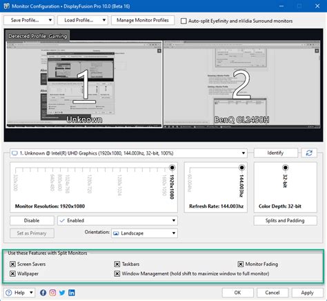 Monitor Splits • Help Guide • Displayfusion By Binary Fortress Software