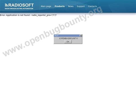 Radiosoft Pro Cross Site Scripting Vulnerability OBB Open Bug Bounty