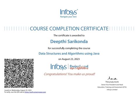 Sarikonda Deepthi On Linkedin Completed Data Structures And Algorithms