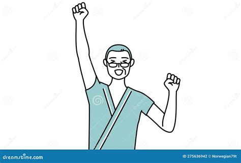 Middle Aged And Senior Male Admitted Patient In Hospital Gown Smiling