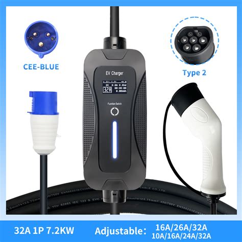 Hpconnect Adjustable IEC 62196 Type 2 Level 2 Portable EV Charger Home