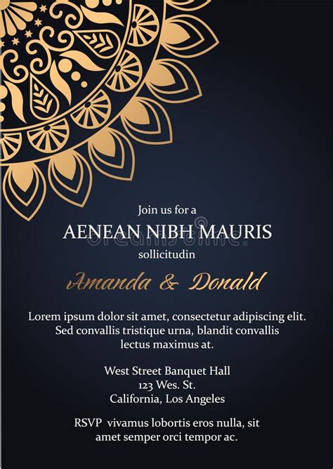 Luxury Mandala Wedding Invitation Card Set Template With Golden