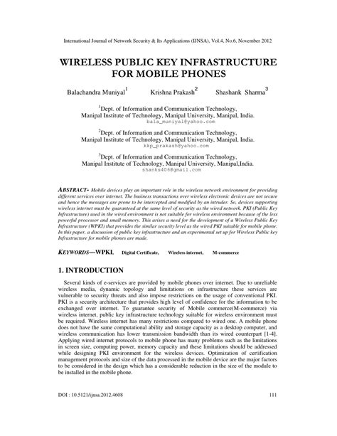 Pdf Wireless Public Key Infrastructure For Mobile Phones