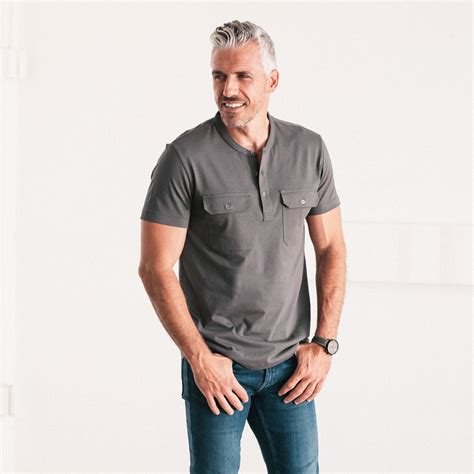 Mens Constructor Henley Short Sleeves In Gray Cotton Jersey Batch