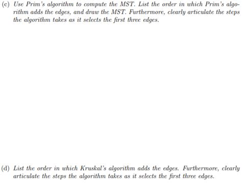 Solved 3 Given The Following Unweighted Graph Youre Asked