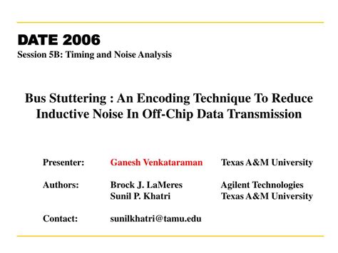 Ppt Bus Stuttering An Encoding Technique To Reduce Inductive Noise