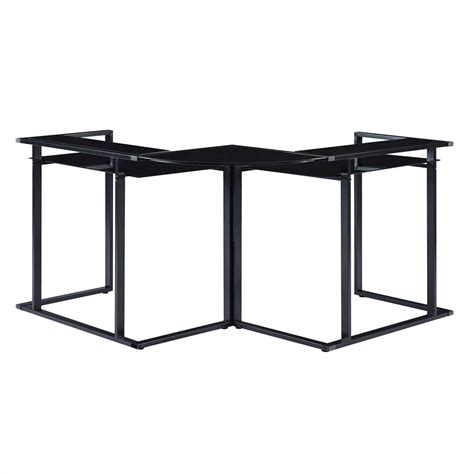 New L Shaped Glass Desk 56 Home Office Computer Desk With Shelf