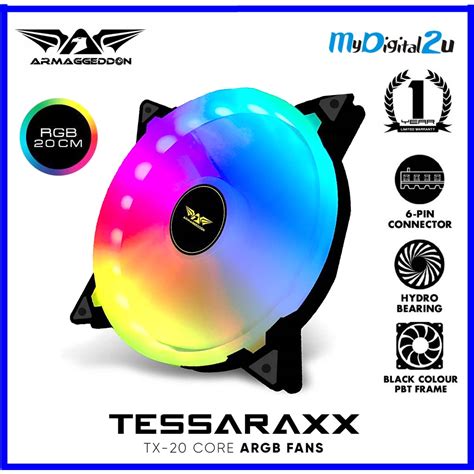 Armaggeddon Tessaraxx Tx 20 Core Argb Pc Cooling Fan 20 Cm 6 Pin Connector Shopee Malaysia