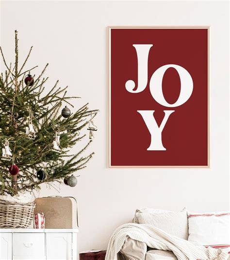 Joy Christmas Printable Wall Art Seasonal Holiday Print Sign Large