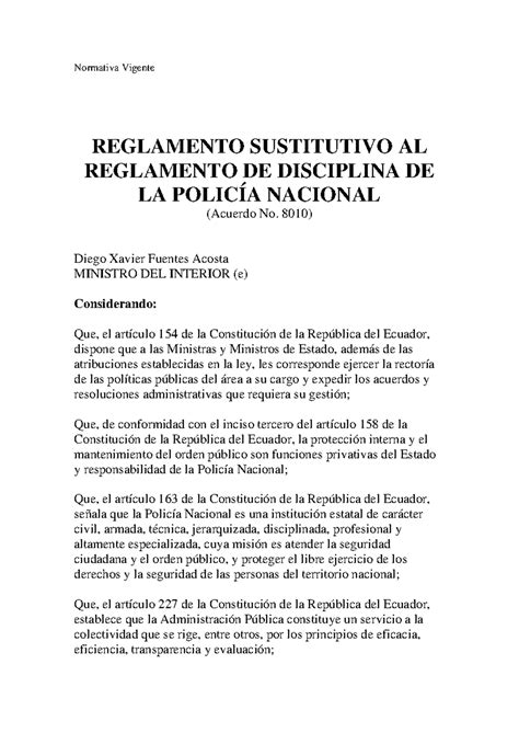 Reglamento Sustitutivo AL Reglamento DE Disciplina Normativa Vigente REGLAMENTO SUSTITUTIVO AL