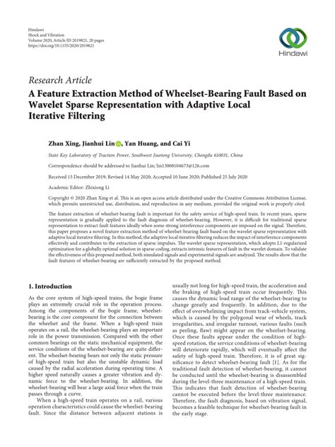 Pdf A Feature Extraction Method Of Wheelset Bearing Fault Based On Wavelet Sparse