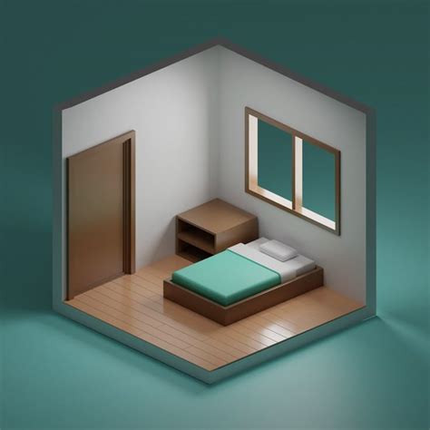 Isometric Bedroom Minimalist Room Simple Bedroom Calm Room