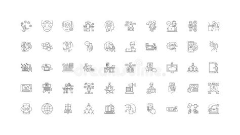 Networking People Concept Illustration Linear Icons Line Signs Set Vector Collection Stock