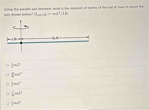 Solved Using The Parallel Axis Theorem What Is The Moment Of Inertia Of The Rod Of Mass M