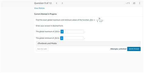 Solved Find The Exact Global Maximum And Minimum Values Of