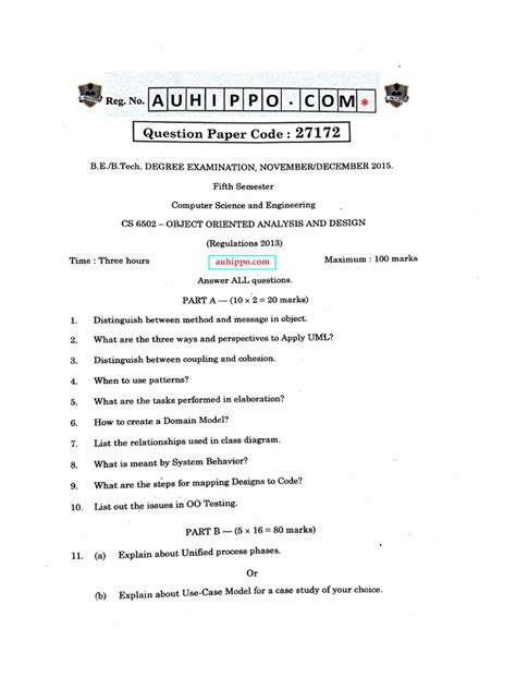 Cs6502 Object Oriented Anal Qp4 Pdf