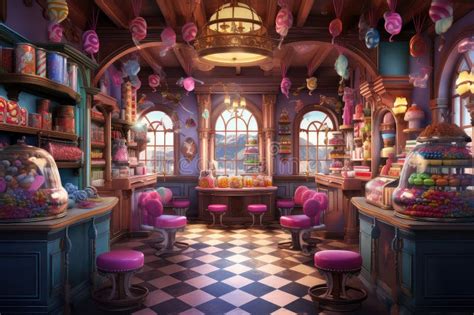 Interior Of Candy Shop With Different Sweets Generative Ai Stock