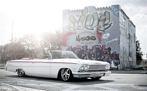 Classic White Convertible Coupe Car Cabrio Chevrolet Impala