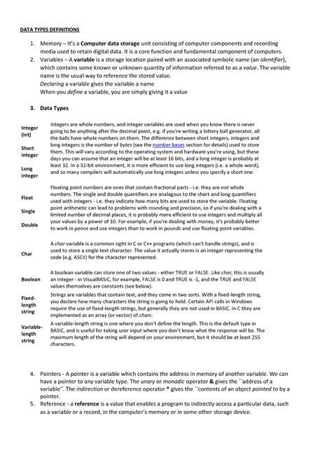 Lecture 4 Arrays Introduction To Data Types And Lists DATA TYPES
