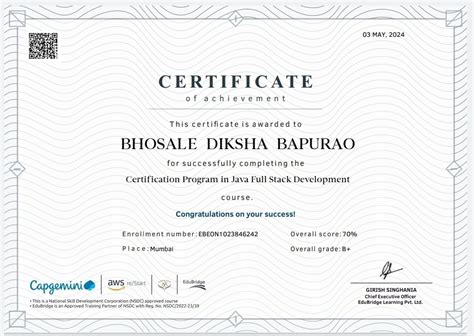 Diksha Bhosale On Linkedin Java Fullstack Edubridge Capgemini