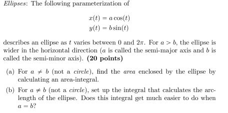 Solved Ellipses The Following Parameterization Of Chegg