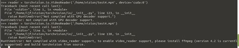 RuntimeError Not Compiled With GPU Decoder Support Issue Pytorch Vision GitHub