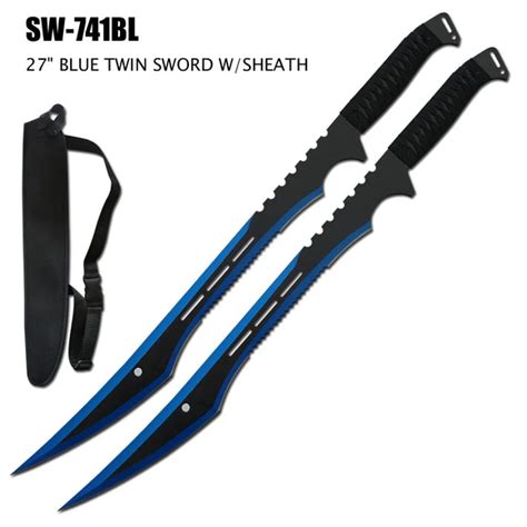 Twin Full Tang Ninja Sword Set Wsheath Blueblack Sku Sw 741bl