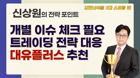 우려보다 나은 실적 연착륙 기대감이 투심 부양 오후장전략 신상원전문가 대유플러스 전략포인트머니플로우11 전략포인트
