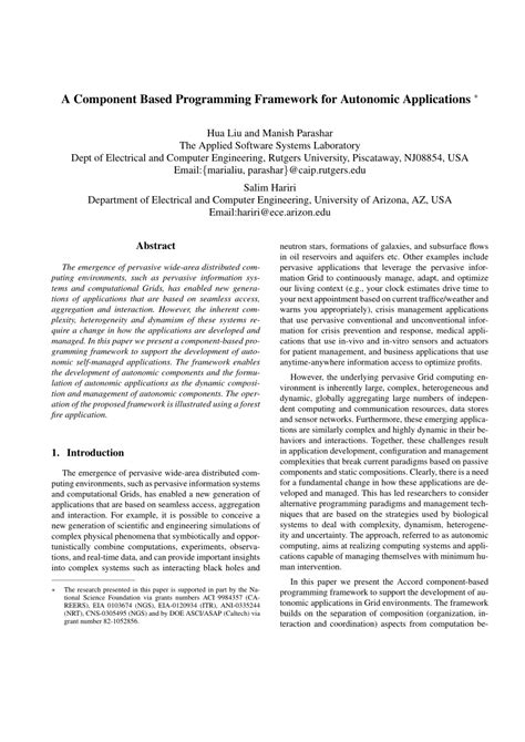 Pdf A Component Based Programming Framework For Autonomic Applications