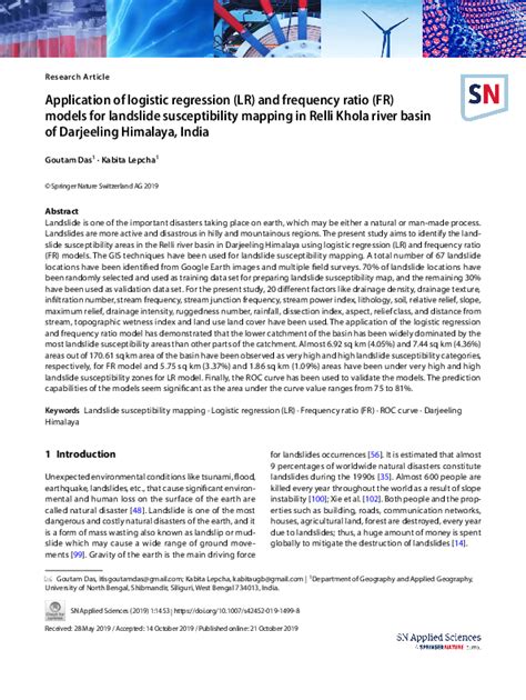 pdf rs gis based landslide susceptibility mapping of the balason