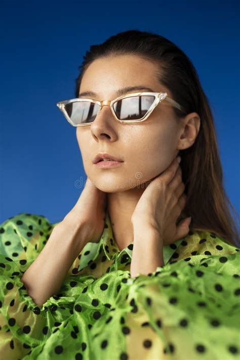 Closeup Portrait Of A Fashion Model In Sunglasses Beautiful Young