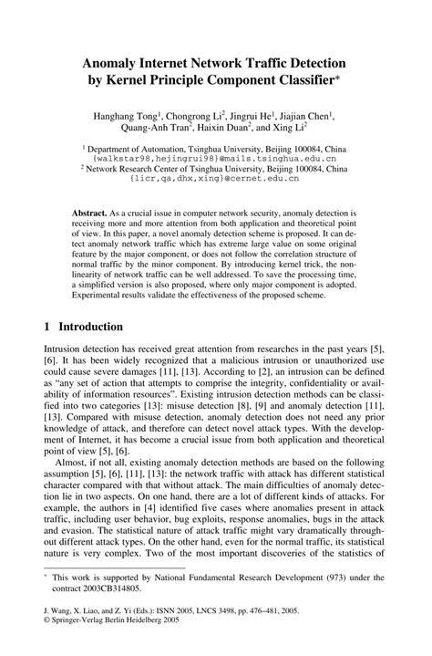 Pdf Anomaly Internet Network Traffic Detection By Kernel Principle