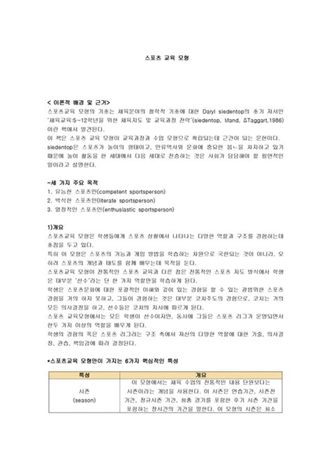 스포츠 교육모형5 인문교육