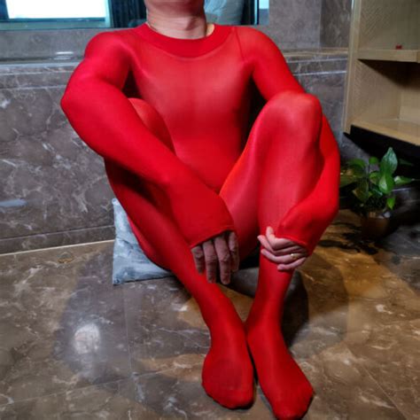 Herren 70 D Langarm Strumpfhose Body Bodysuit Glänzend Catsuit Full