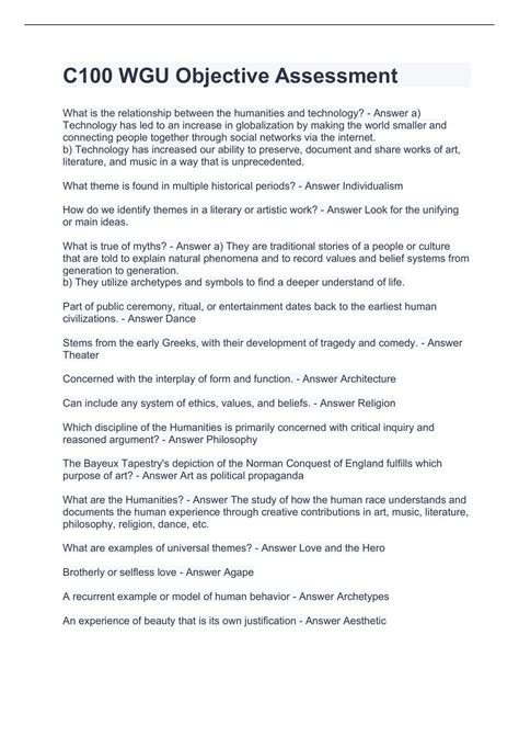 C100 WGU Objective Assessment Completed C100 WGU Objective Stuvia US