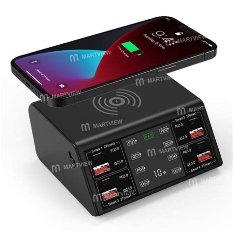 100w Led 8 Port Usb Qc Pd Quick Charging Wireless Charger For Iphone Ipad Samsung Xiaomi