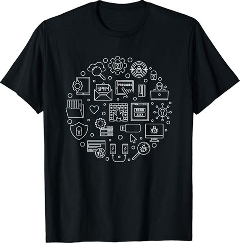 Hacker And Cybersecurity With Outline Round Design T Shirt Amazon Co