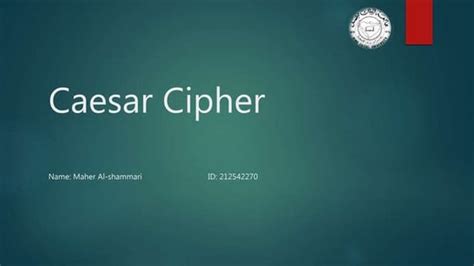 The Caesar Cipher Ppt